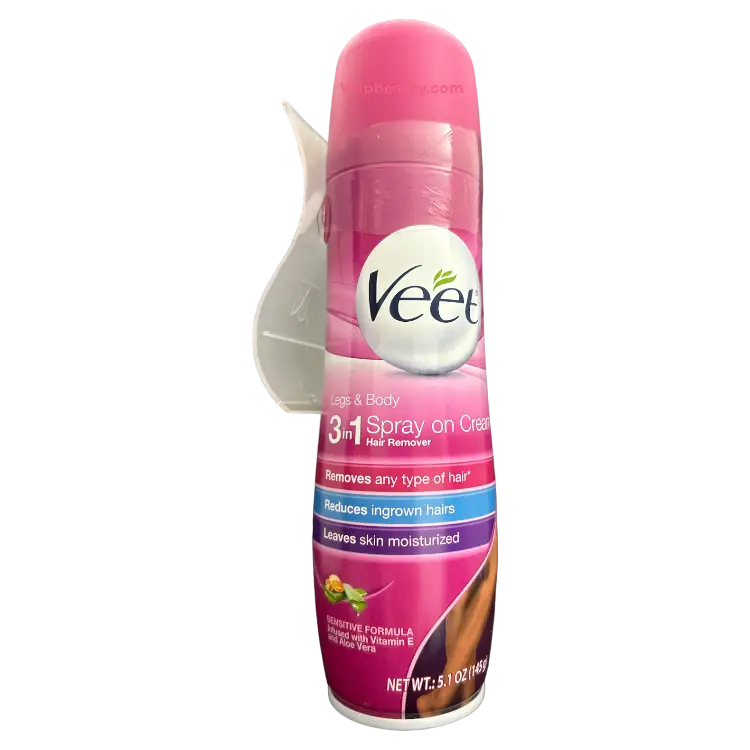 VEET Legs & Body 3 in 1 Spray On Hair Removal Cream, Sensitive Formula