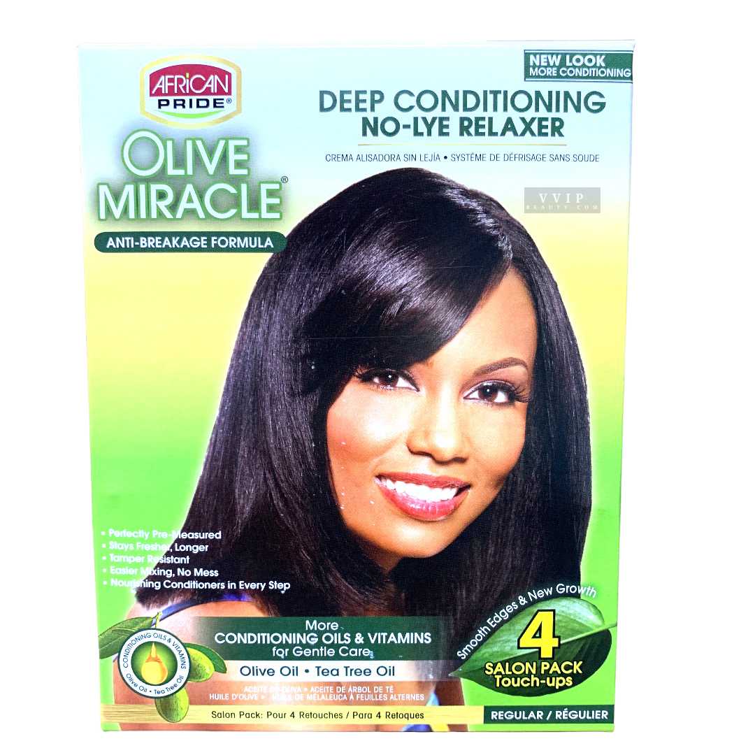 African Pride Olive Miracle No-Lye Relaxer Complete 4 Touch up (Regula